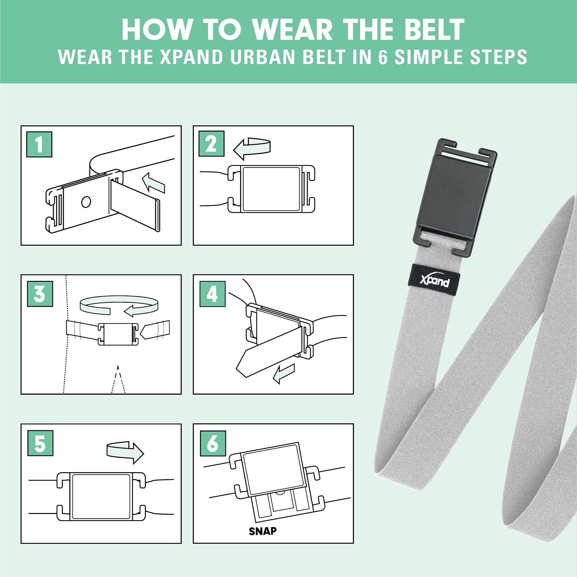 Xpand Urban Belt No-Show Elastic Belt w/Magnetic Quick Release Buckle