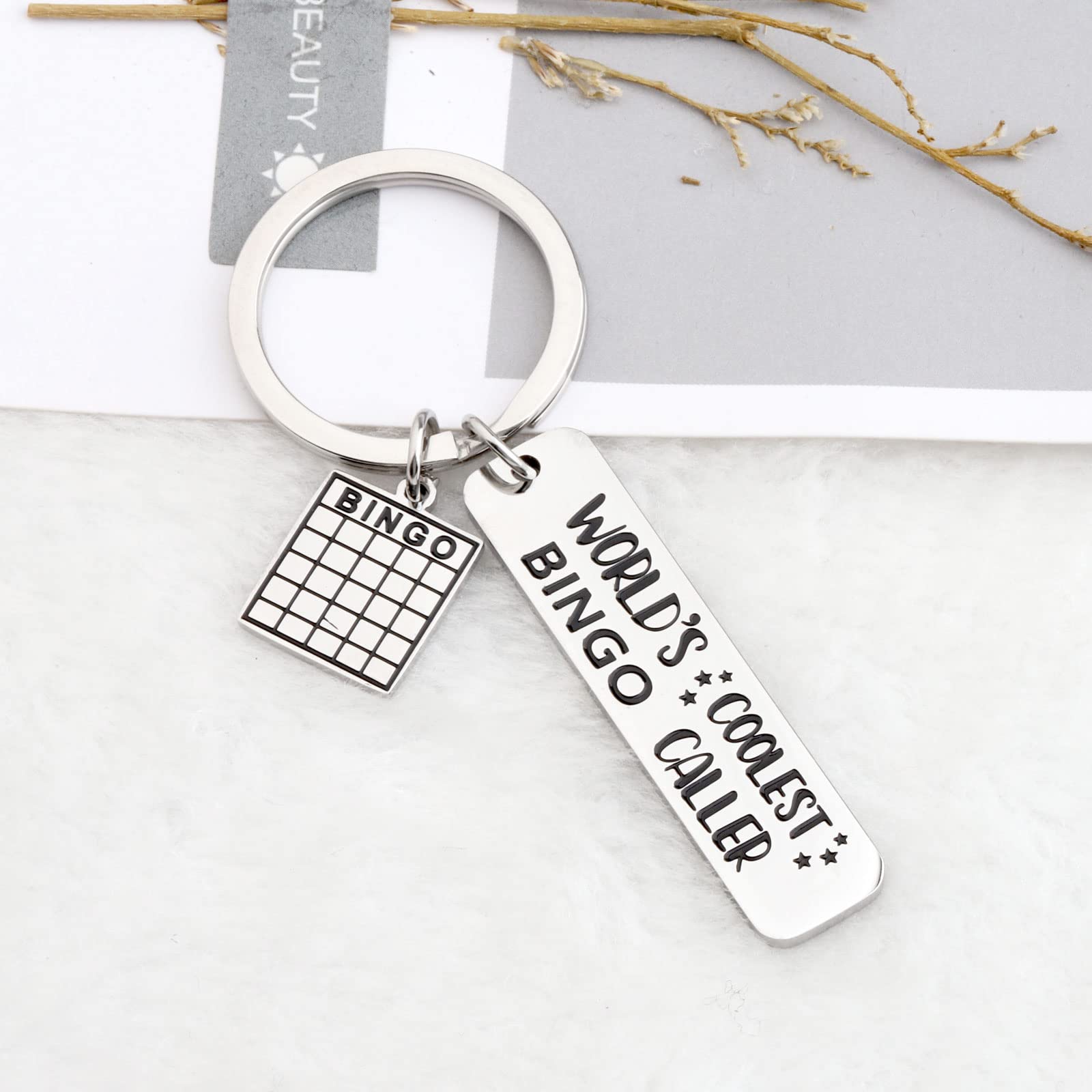 WSNANG Funny Bingo Player Gift World's Coolest Bingo Caller Keychain Bingo Winner Gift Bingo Lover Gift (Bingo Caller KC)