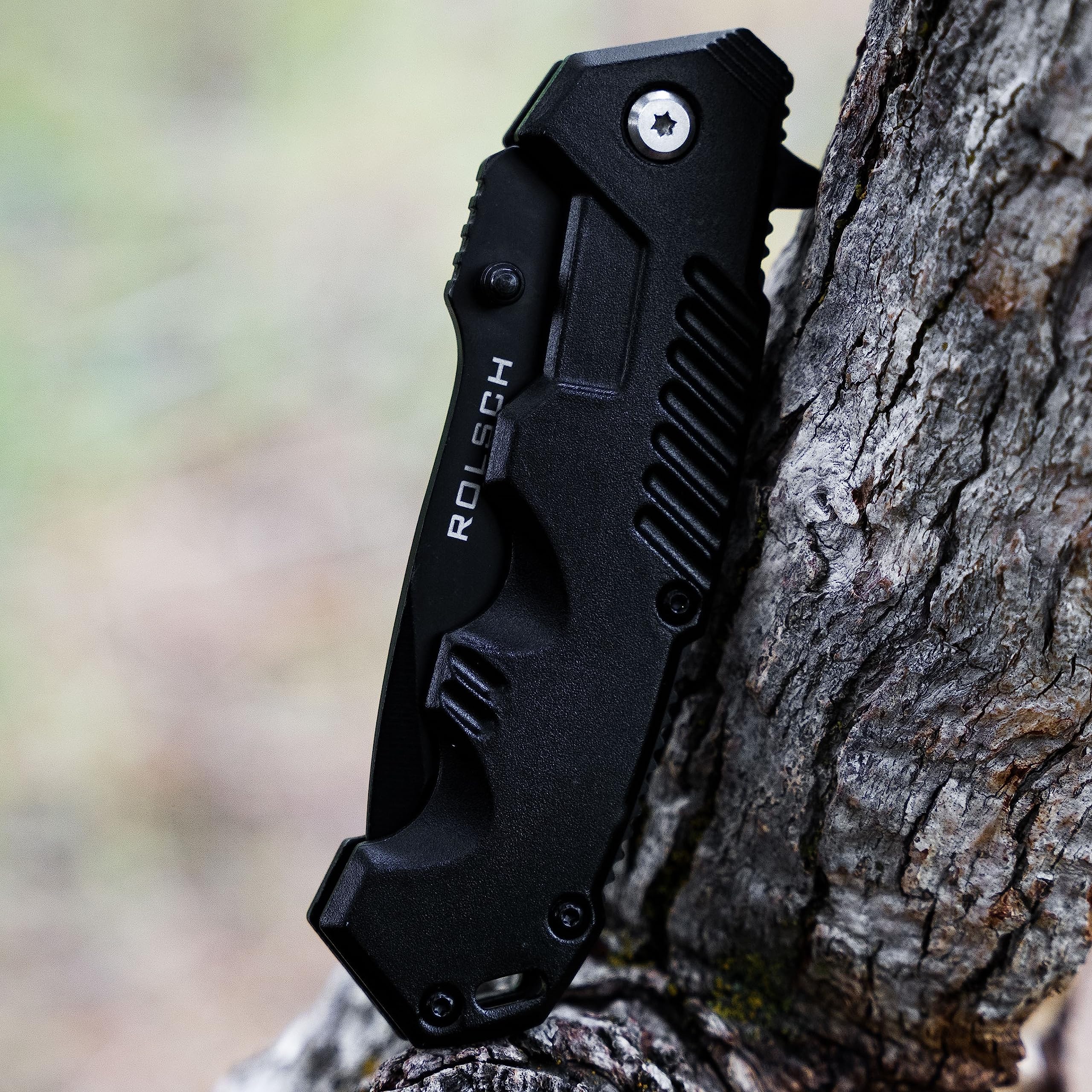 ROLSCH - Black Tactical Knife - Spring Assisted Folding Knife β Black Stainless Steel Blade and Black Aluminum Handle with Pocket Clip - Great Folding Knife for Hunting, Camping, Survival, Tactical, EDC