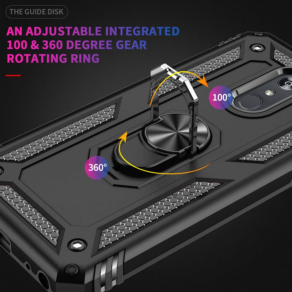 Sfmn Military Case for LG Stylo 5 Case Ultralight, Magnetic, Ring, Military Anti-Fall for LG Stylo 5 Phone Cover (Black)