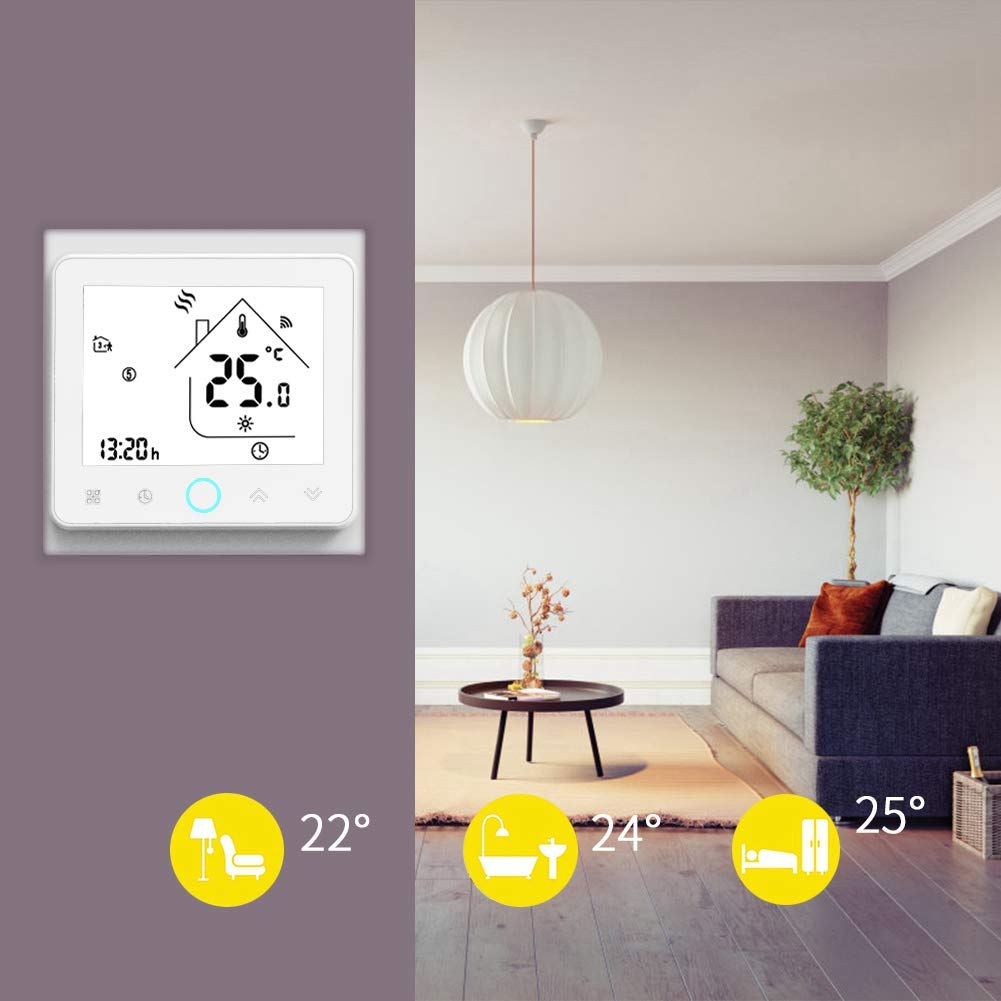 Sonew Smart Thermostat,2/4 Pipe WiFi Smart Central Air Conditioning Thermostat Temperature Controller LCD Touch Screen(4 Pipe)