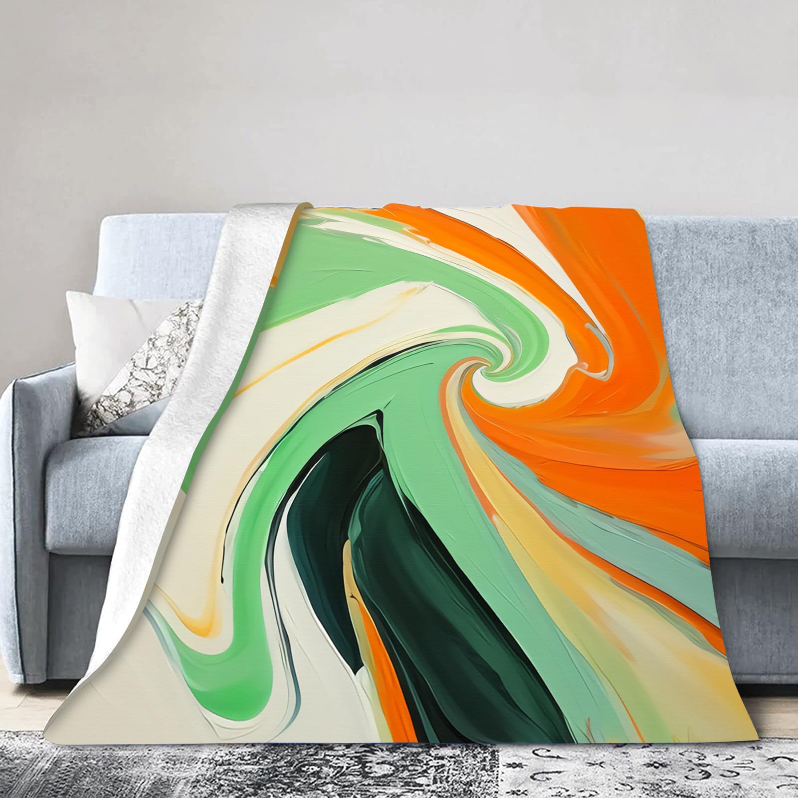 POSLAB Super Soft Throw Blanket Aesthetics Colorful Swirl Marble Boho Printed Light Weight Plush Flannel Blankets Living Room Sofa Beding for Adults for All Season