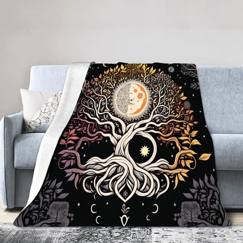 POSLAB Super Soft Throw Blanket Aesthetics Life Tree Printed Light Weight Plush Flannel Blankets Living Room Sofa Beding for Adults for All Season