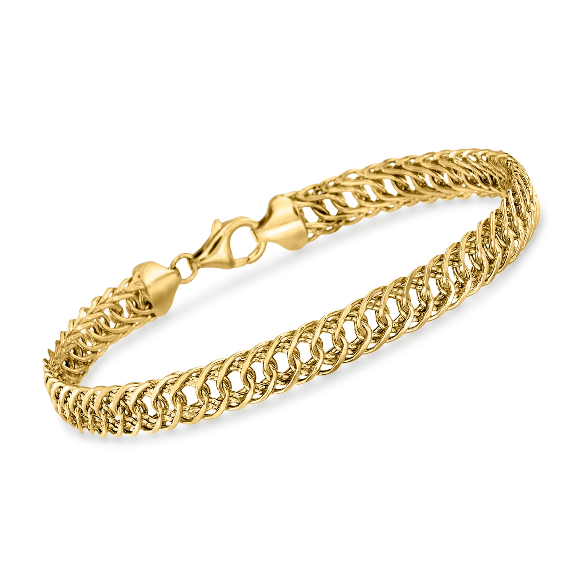 Ross-Simons 14kt Yellow Gold Double-Oval Link Bracelet. 7 inches