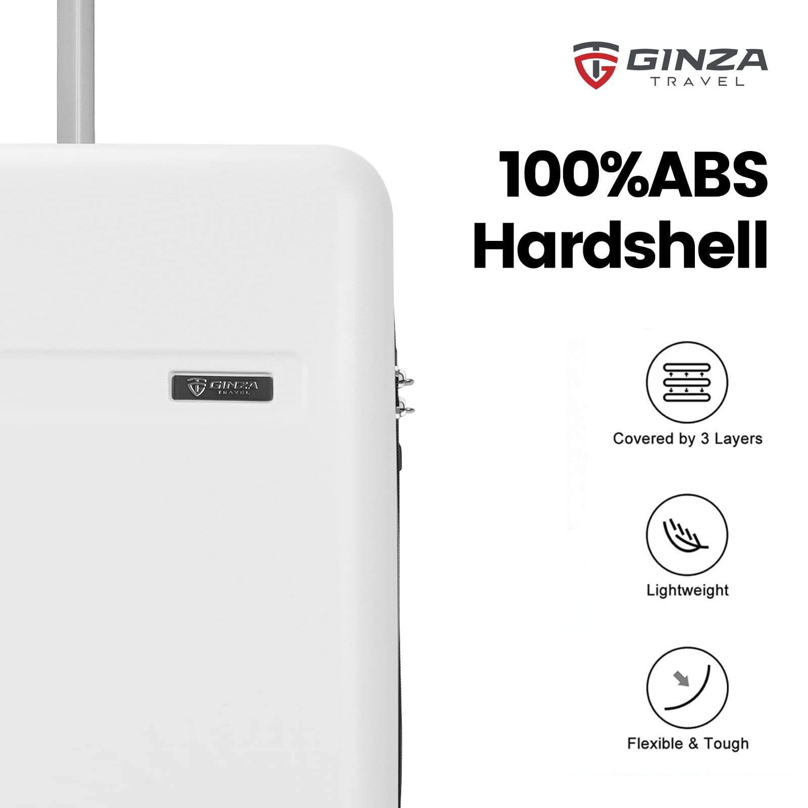 PRIMICIA GinzaTravel 2-Piece Luggage Sets Expandable Suitcases with 4 Wheels PC+ABS Durable Hardside Luggage sets TSA lock (White, 2-Piece Set(20"/29"))