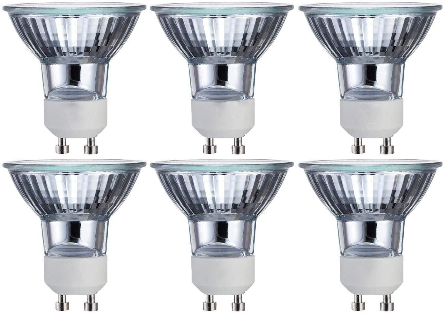 Promotion: Halogen 50 Watt, GU10 Base, 120 Volt, MR16 With UV Glass Cover, W50MR16/FL/GU10, 6 Pack (50W)