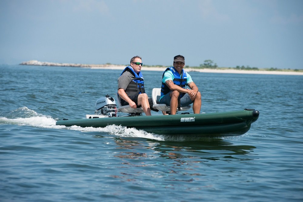 Sea Eagle FSK16 FishSkiff™16 Inflatable Frameless Fishing Boat 2 Person Swivel Seat Canopy Package