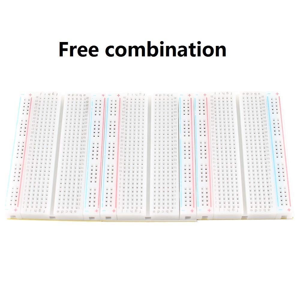 SaharaMicro Breadboard Solderless Prototype PCB Board (3 pcs) – 400 Pin Tie Points with 2 Power Rails and Double Sided Tape for Raspberry Pi and Arduino DIY Kit - 3Pcs