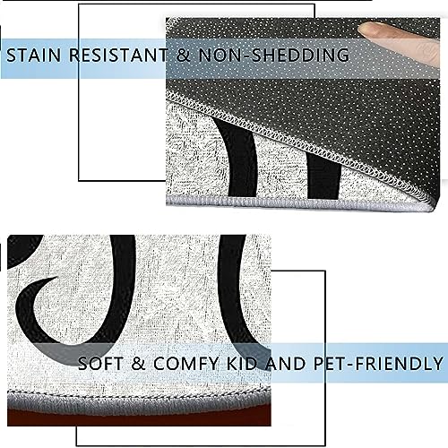 Round Chair Mats for Low Pile Octopus Office Rugs for Rolling Chairs White Black Non-Slip Floor Mats Office Rug Floor Protectors 4 FT