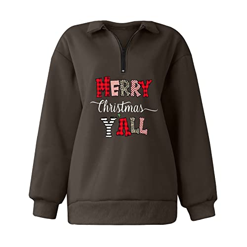 YYQXIiyty Women's Long Sleeve Christmas 3D Print Pullover V Neck Autumn and Winter Tops Fashion Cute Sweatshirt