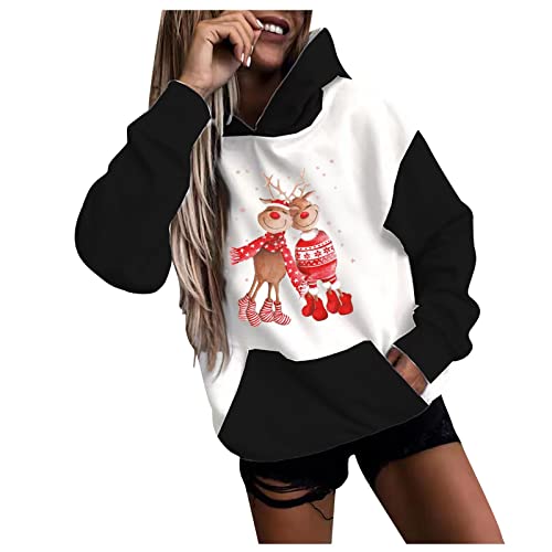 YYQXIiyty Womens Hats for Patchwork Print Hoodies Casual Tie V Neck Long Sleeve Pullover Autumn and Winter Fashion Sweatshirt