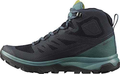 Salomon Outline Mid Gore-TEX Hiking Boots for Women, Navy Blazer/Hydro/Guacamole, 12