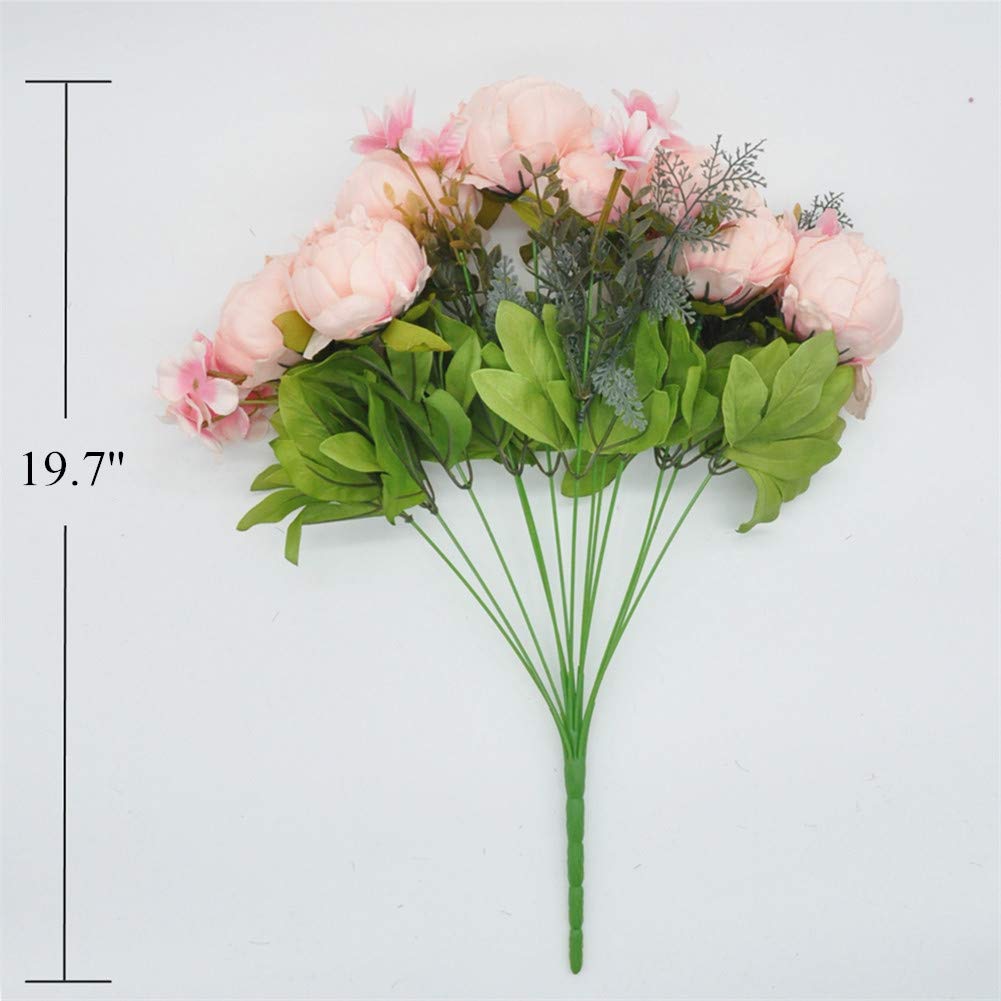 SHINE-CO Lighting Artificial Peony Silk Flowers Bouquet Glorious Moral for Home Office Decoration and Weddings(Rosy Pink)