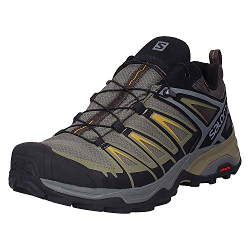 Salomon X Ultra 3 Gore-TEX Hiking Shoes for Men, Castor Gray/Beluga/Green Sulphur, 10.5