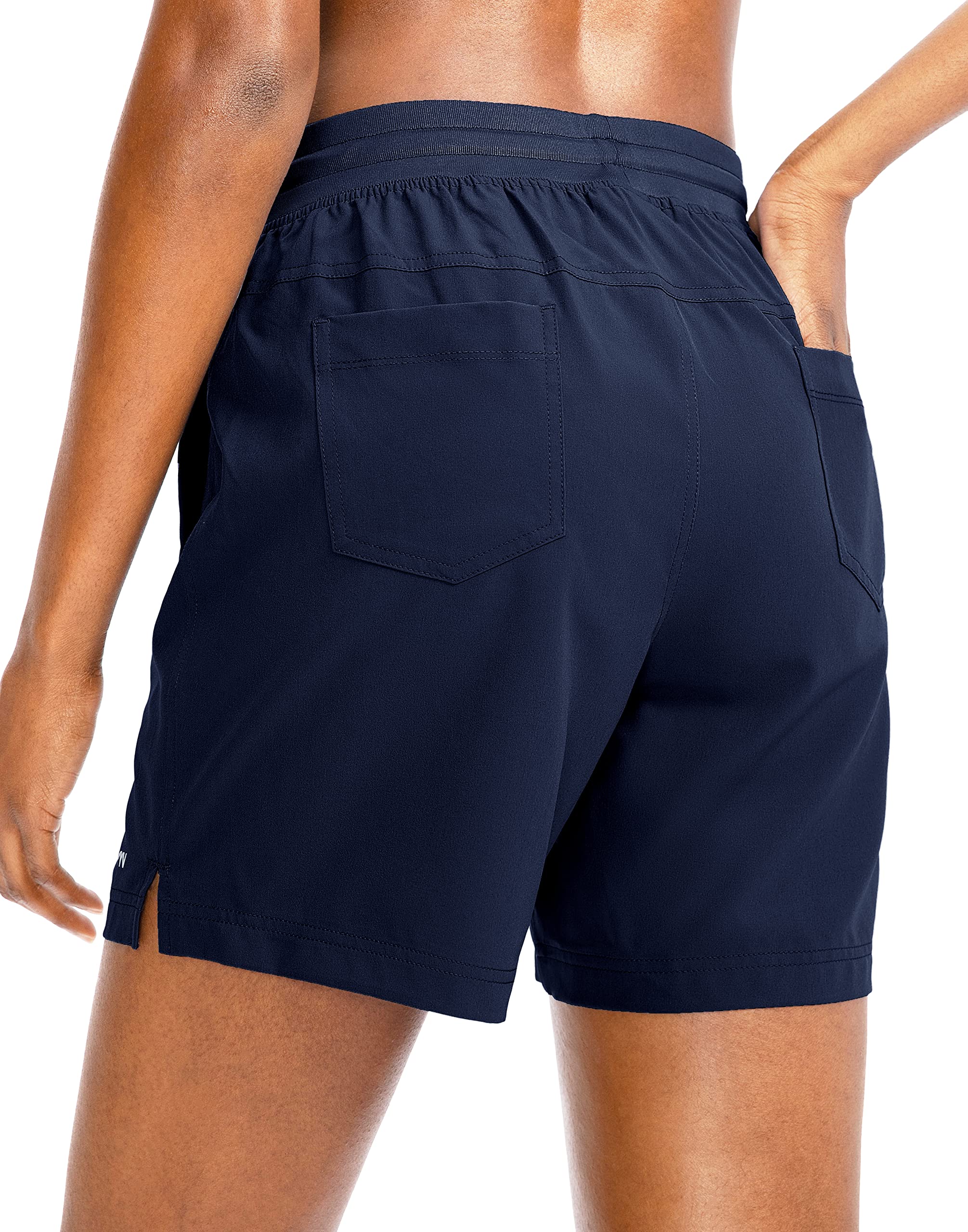 YYV Women's 5" Hiking Golf Shorts Quick Dry Athletic Shorts for Summer Outdoor Casual with Pockets(Navy X-Large)