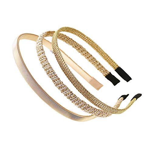 Sluxa Thin Hairbands,Head bands no slip fashion for women, skinny headbands for women Girls, Gold Thin Headbands for women..