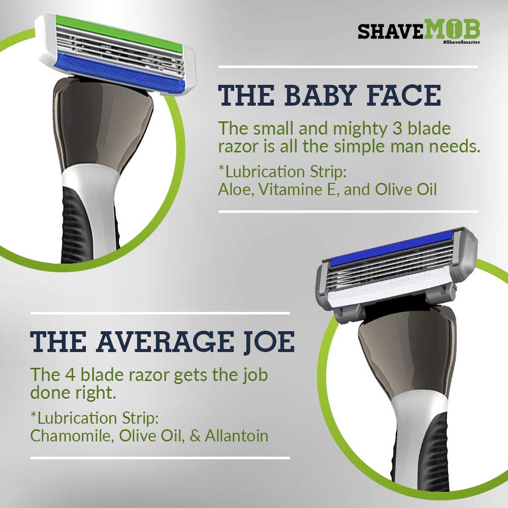 ShaveMOB 6-Blade Men's Razor Kit (Flex Head Handle with Trimmer + 4 Refills) - The Caveman Shaving Kit