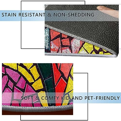 Round Office Desk Chair Mat Abstract Office Floor Protector Rainbow Office Chair Mat for Hardwood/Tile Floor 44 in