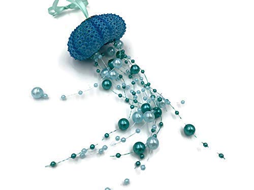 Tropical Blue Turquoise Sea Urchin Jellyfish Christmas Ornament, Beach Theme Holiday Decorations
