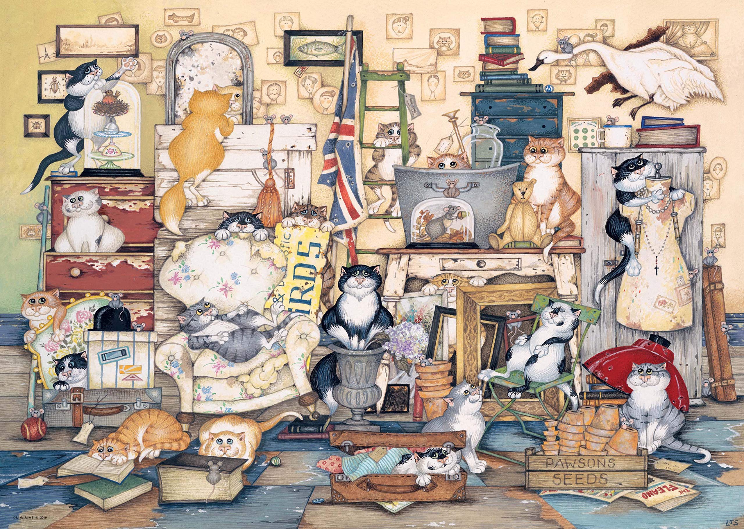 Ravensburger Crazy Cats Vintage No.8 - Go Salvage Hunting 1000pc Jigsaw Puzzle