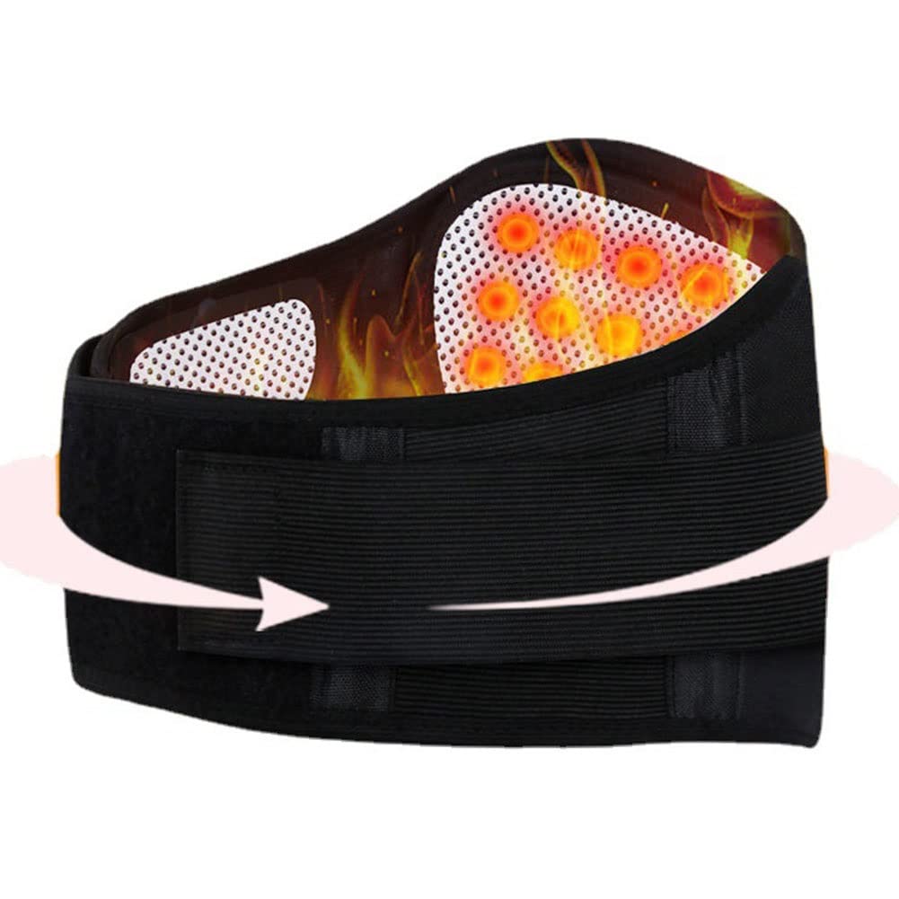 ZFF Lower Back Support Belt Self-Heating Lumbar Support Brace for Pain Relief and Injury Prevention Magnetic Therapy Abdominal and Back for Men and Women Breathable (Color : Black, Size : XX-Large)