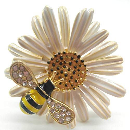SCTD Daisy Flower Napkin Rings - Set of 6 Metal Bee Napkin Holders for Wedding Party and Daily Use, a Beautiful Complement to Your Dinner Table Décor (White)