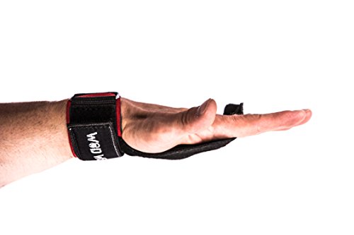 Pull-up Hand Grips with Wrist Wrap Protection for Cross-Training, Gymnastics, Fitness, Exercise, Skills and Drills, WODs, (Red, Medium Size)