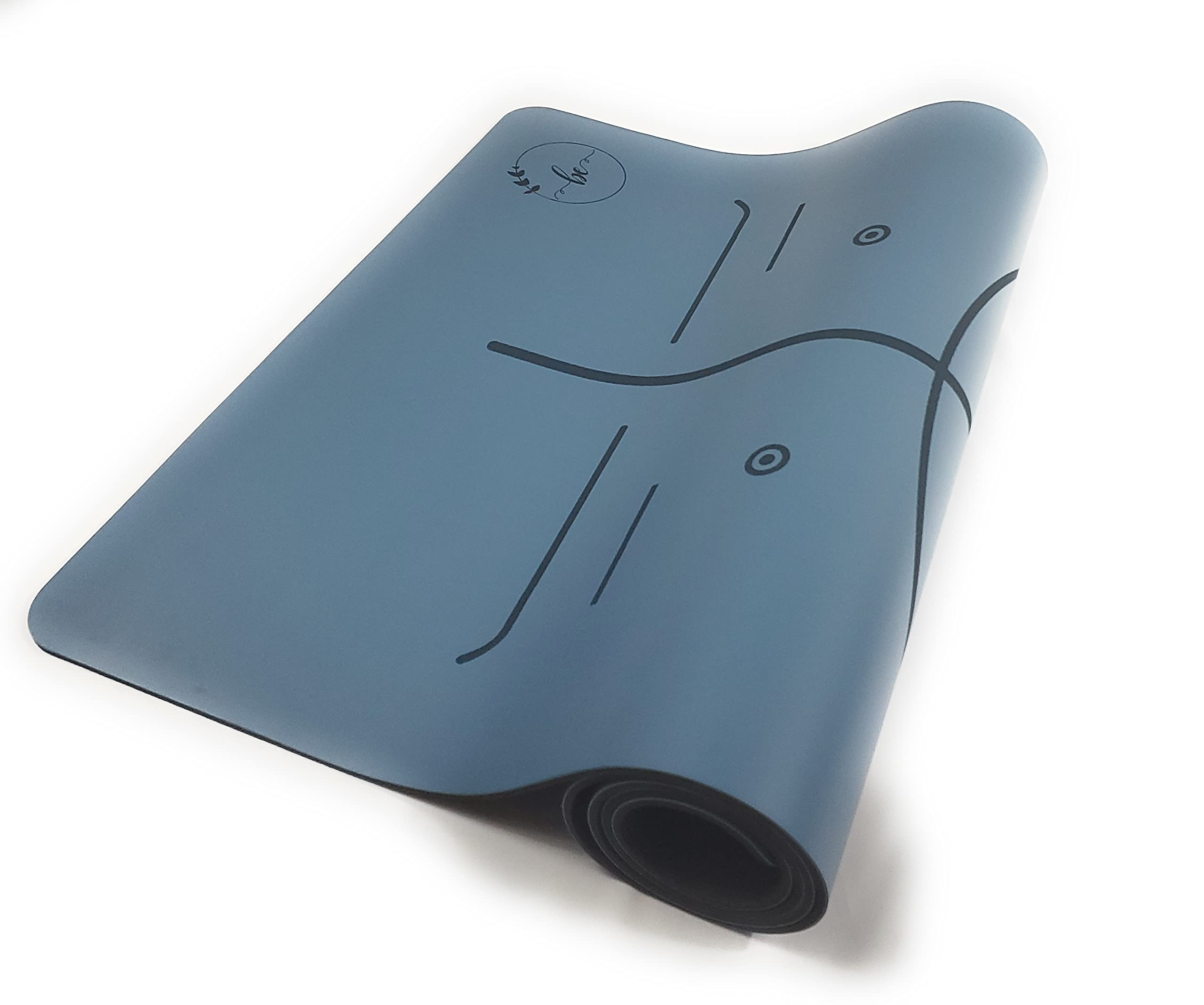 Yoga Mat 5mm Thick BE Premium Yoga Exercise Mat with Carry Strap, ARC Alignment Dry Grip Pro Technology - Moisture Wicking 100% Polyurethane Leather Top and Non-Slip Rubber Bottom for Hot Yoga,