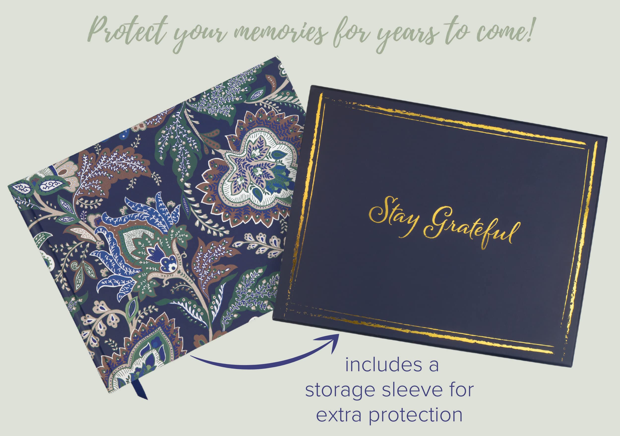 Vera Bradley Daily Gratitude Journal with 224 Guided Pages for Reflection, Family Keepsake Book Includes Storage Sleeve, Java Navy Camo