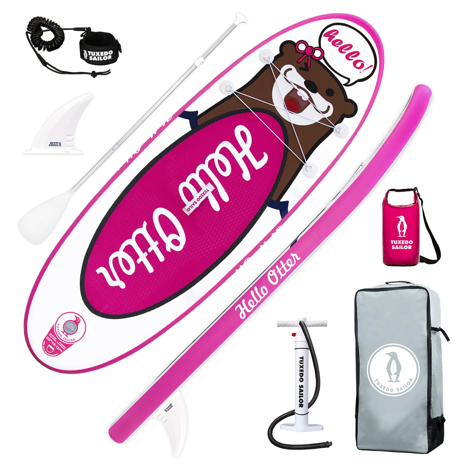 Tuxedo Sailor Inflatable Paddle Boards 7'8"×30"×4" SUP Kids Stand Up Paddle Board Ultra Light with Fins, Adj Paddle, Leash, 10L Dry Bag, Pump, Backpack
