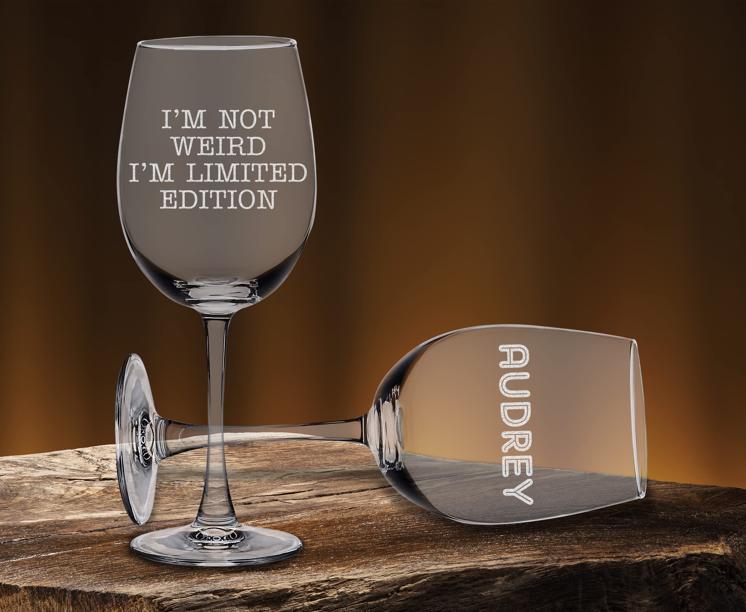 TEEAMORE Personalized Wine Glass Add Your Name Text Valentiness Day Birthday Anniversary Laser Engraved Stemmed Wine Glass 16oz