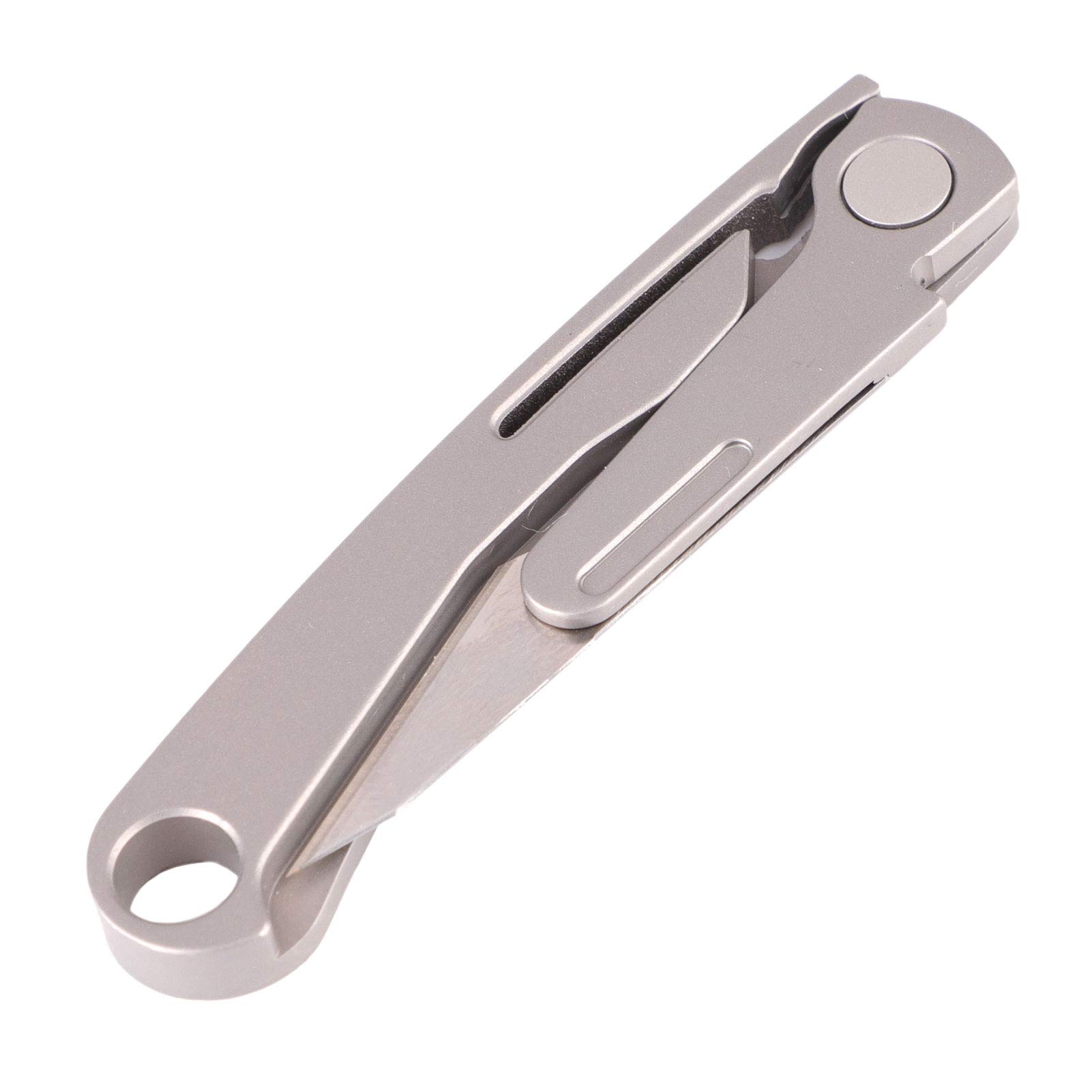 Samior TS105 Titanium Folding Scalpel Knife, Mini Slip Joint Utlitly EDC Keychain Knife with 10pcs 11# replacable Blades, Craft Working, Box Opening, Light Daily Use Knives