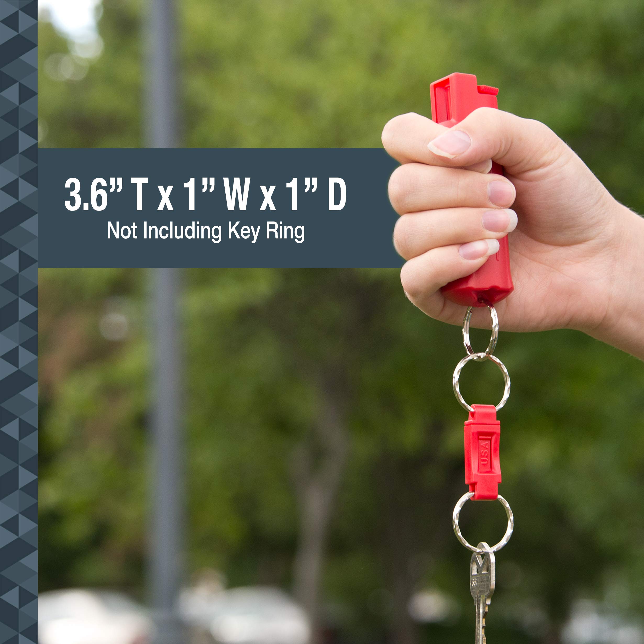 SABRE RED Pepper Spray Keychain with Quick Release for Easy Access β Max Police Strength OC Spray, Finger Grip for Accurate Aim, 10-Foot (3M) Range, 25 Bursts (5x Other Brands) β Practice Spray Option