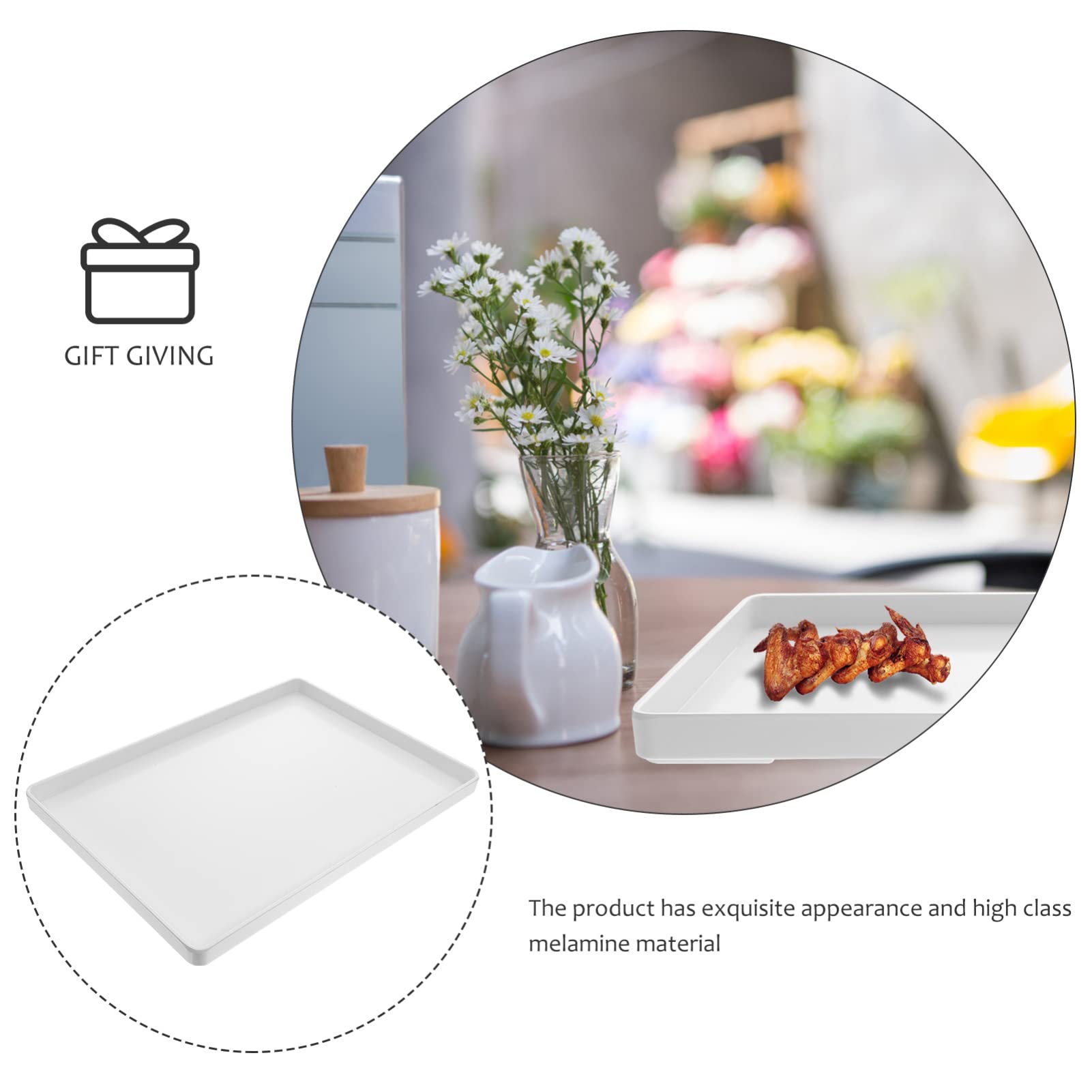 Zerodeko Dessert Trays Rectangular Tray White Melamine Design Board Snack Dessert Tray