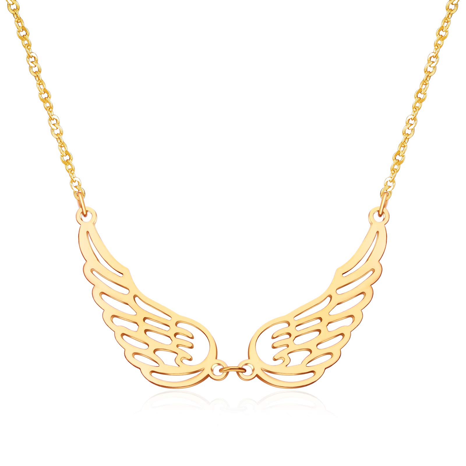 VFR Angel Wings Necklace Choker Necklace Simple Stainless Steel Pendant Gold Tone Guardian Angel Wings Jewelry For Woman Necklace