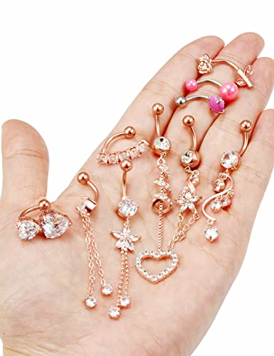 Tvalccoy Belly Button Ring Belly Rings Belly Button Rings Belly Ring Belly Piercing Jewelry Belly Button Piercing Belly Button Ring Surgical Steel Belly Piercing Dangle Belly Button Rings