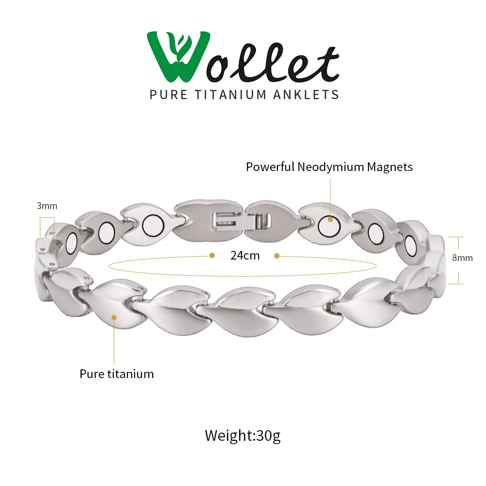 Wollet Titanium Magnetic Anklet Ankle Bracelet for Women with Magnets Jewelr