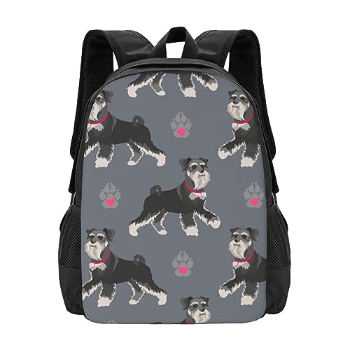 TuoniLaoShi Cute Dog Of Schnauzer Animal Pattern Backpack,Large Capacity Travel Backpack,Laptop Backpack,Water Resistant backpack for Women Men