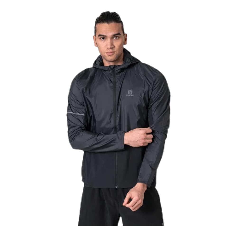 Salomon Men's Agile Full Zip Hoodie, Black, Large