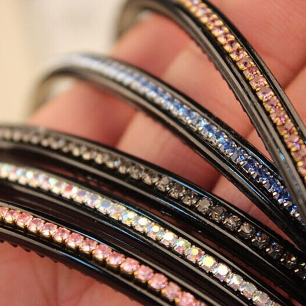Ruihfas 6Pcs Bling Bling 1 Rows Crystal Rhinestone Headband for Women Girls Thin Hair Hoop Fashion