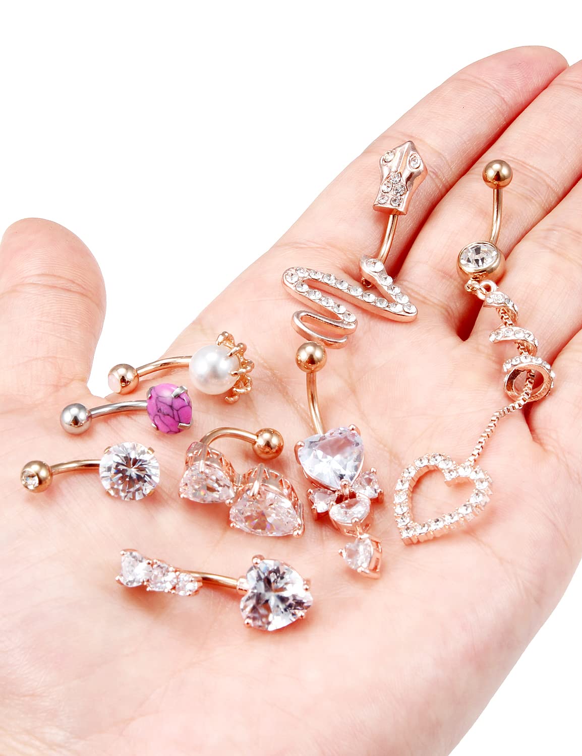 Tvalccoy Belly Button Ring Belly Rings Belly Button Rings Belly Ring Belly Piercing Jewelry Belly Button Piercing Belly Button Ring Surgical Steel Belly Piercing Dangle Belly Button Rings