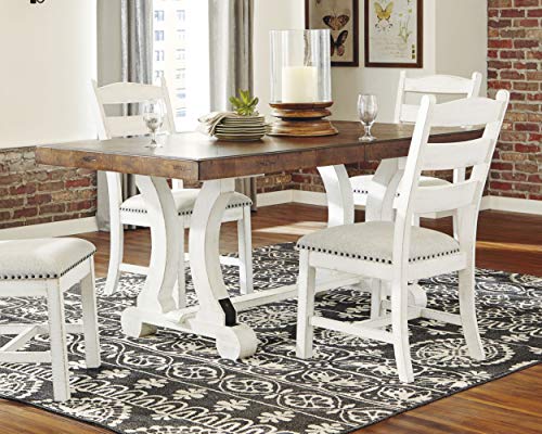 Signature Design by Ashley Valebeck Farmhouse -Dining Room Server or Buffet, White & Brown & Valebeck Farmhouse Rectangular Extension Dining Table, Fits up to 8, White & Brown