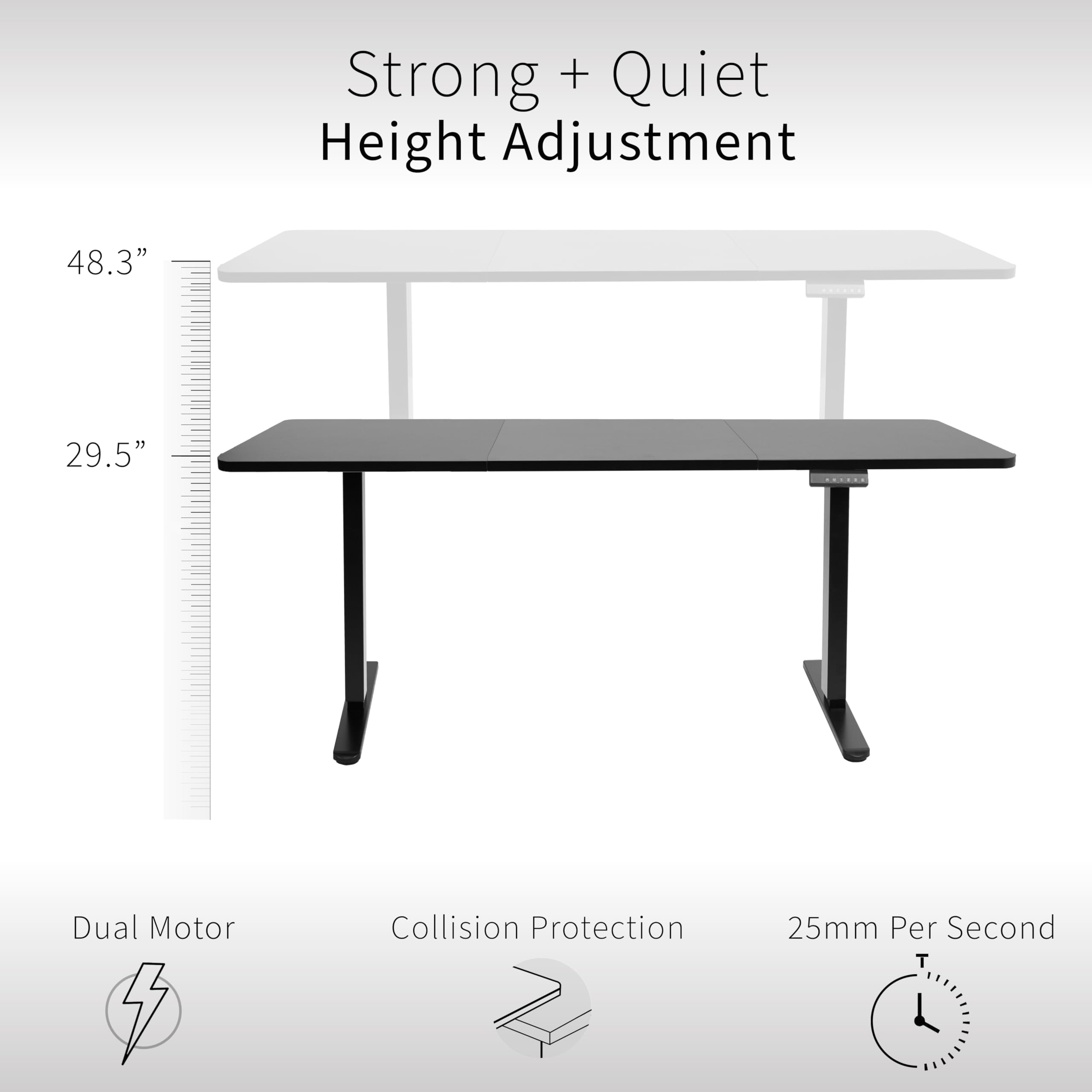 VIVO Electric Height Adjustable 71 x 30 inch Memory Stand Up Desk, Black 30 inch Deep Table Top, Black Dual Motor Frame, Preset Controller, E2B Series, DESK-KIT-E2B7B