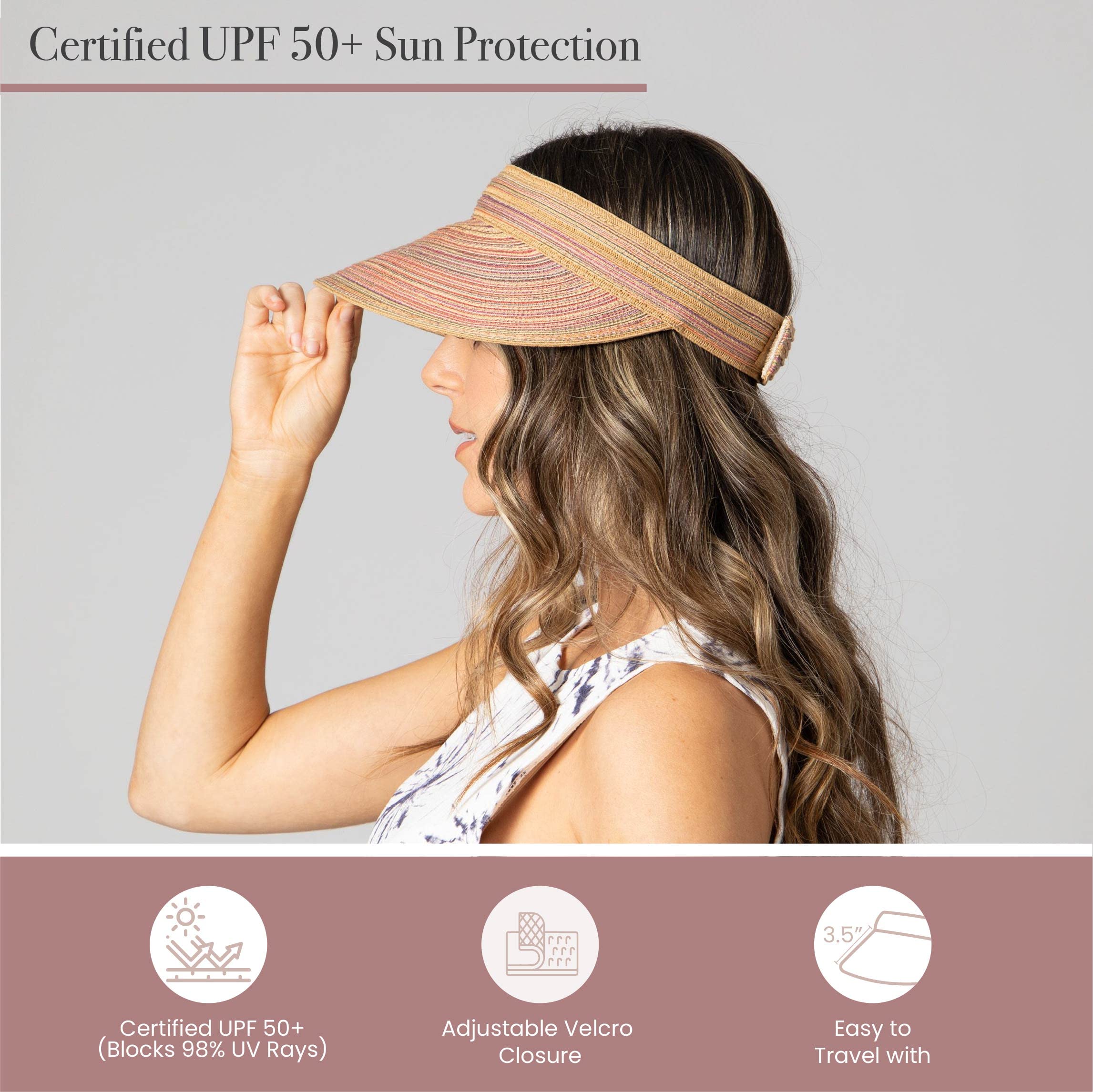 San Diego Hat Women's Mixed Braid Visor Rust, One Size
