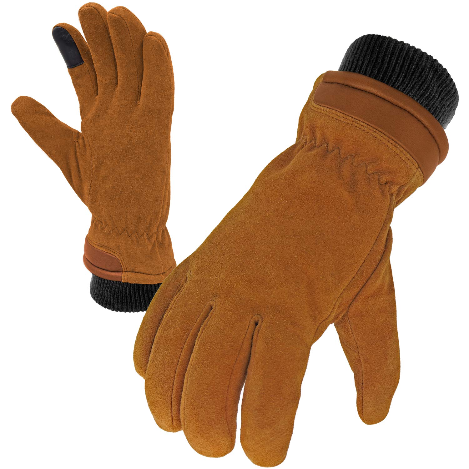 SKYDEER Touch Screen Deerskin Suede Leather Warm Winter Gloves For Driving Running Cycling and Cold Weather Work (SD8653T/L)
