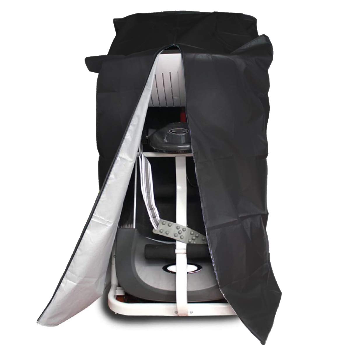 WOMACO Folding Treadmill Cover Waterproof Foldable Treadmill Running Machine Protective Cover for Outside & Indoor Storage Oxford Fabric Cover for Tread Mill (Black, Folding-47"L x 37.4"W x 63"H)