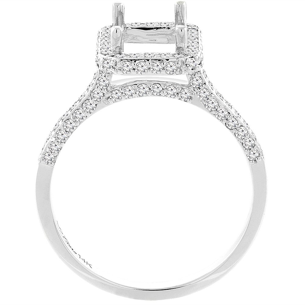 Sabrina Silver 14K White Gold Natural Peridot Engagement Ring Octagon 8x6 mm, size 5