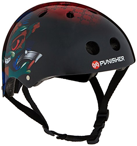 Punisher Skateboards Ranger 11 Vent Multi Sport Skateboard and BMX Helmet Youth Size Medium Includes Extra Helmet Pads, black (9213)