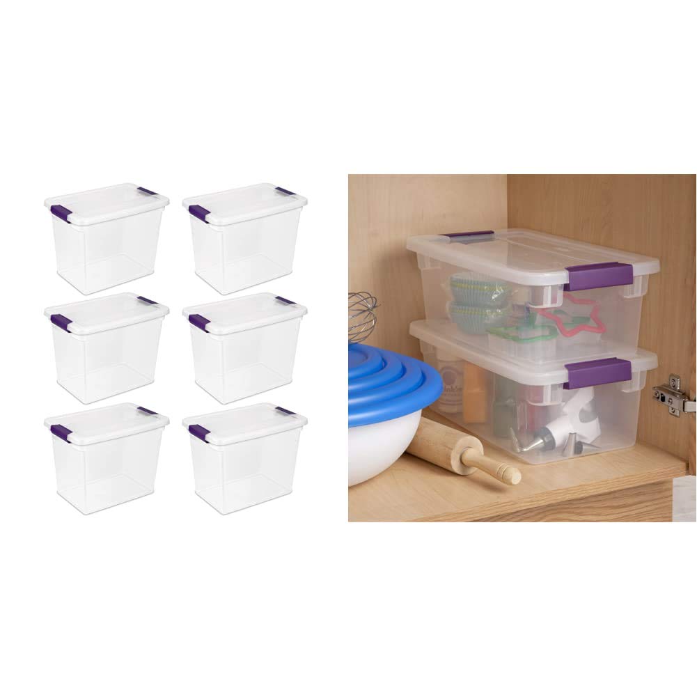 Sterilite Storage Bins Bundle - 27 Quart ClearView Latch Box (6-Pack) and 6 Quart ClearView Latch Box (12-Pack)