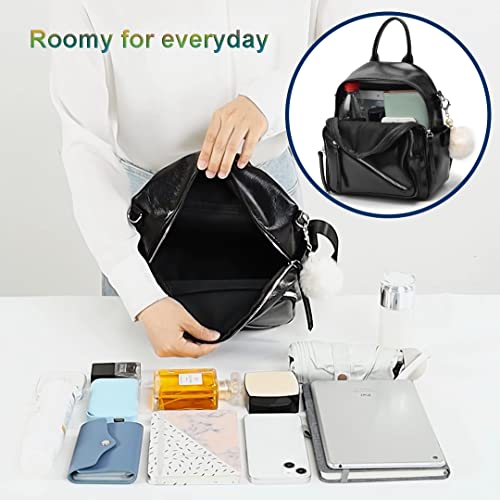 Women Cute Mini Leather Backpacks, Convertible Shoulder Bag Casual Holiday Small Rucksack, Purple